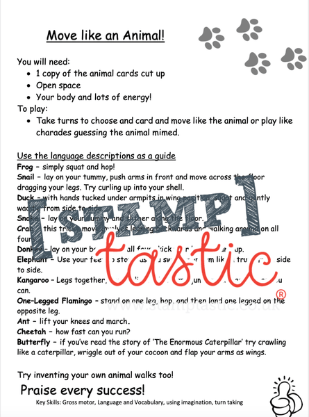 Starting School Free Resource: Move Like An Animal