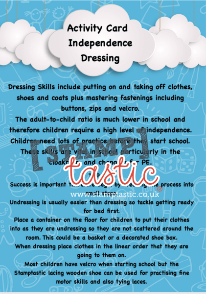 Starting School Free Resource: Getting Dressed Activity Card